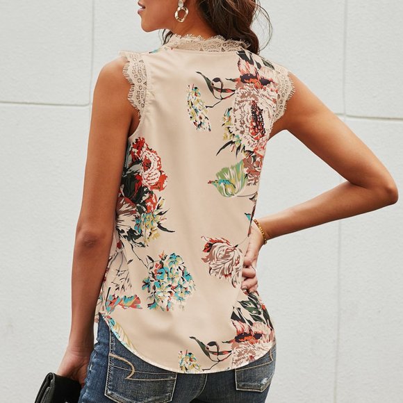 Dainty NYC | Tops | Boho Floral Dainty Lace Trim Camisole Tank Top ...